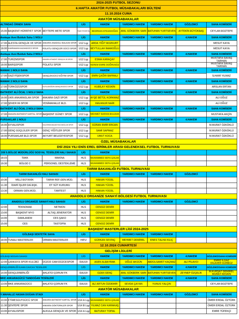 2024 2025 Sezonu 6. Hafta Bulten 2 | PDF