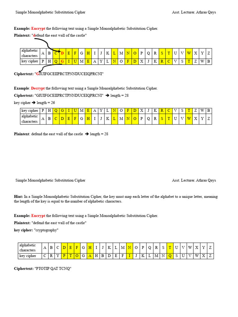 Monoalphabetic Cipher Tutorial | PDF