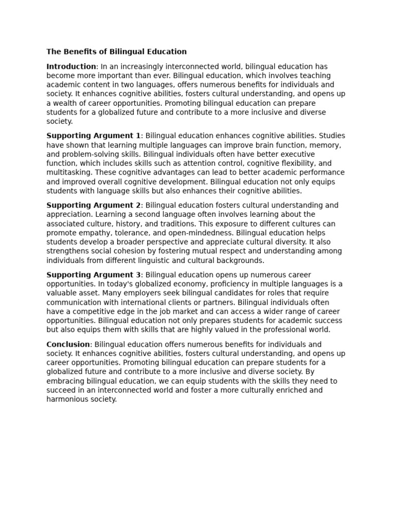 The Benefits of Bilingual Education | PDF | Multilingualism | Cognition