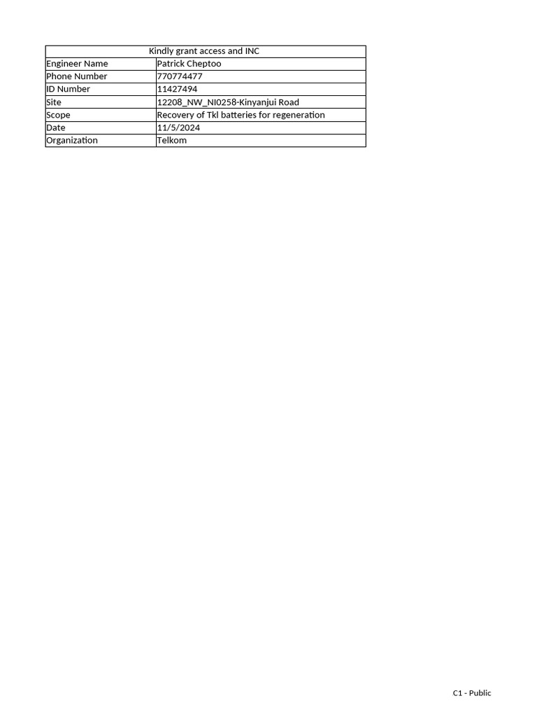 Site Access Request 555nb - Kinyanjui Road | PDF | Technology & Engineering
