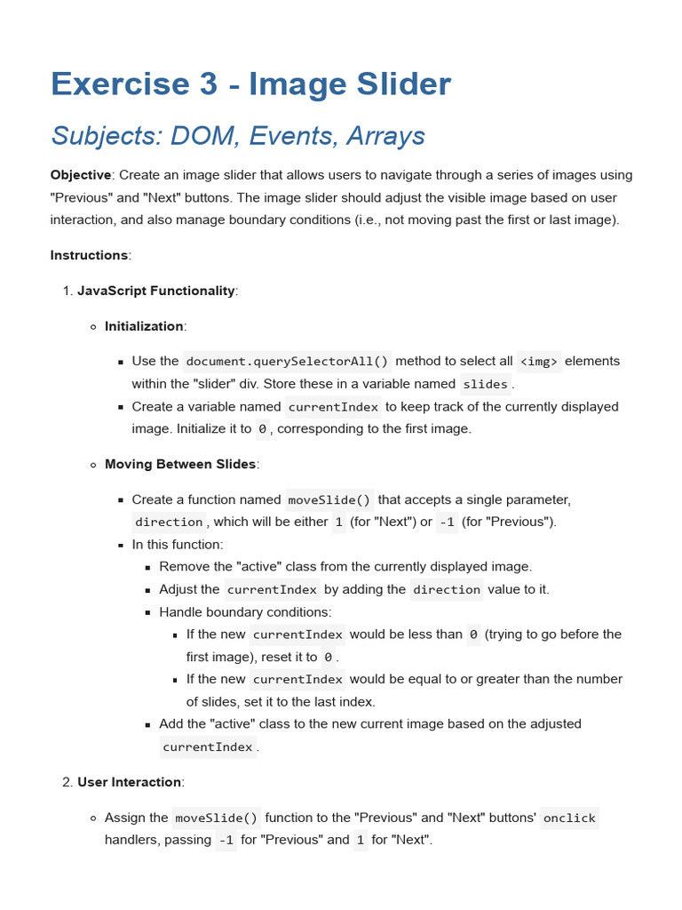 Exercise 3 - Image Slider | PDF