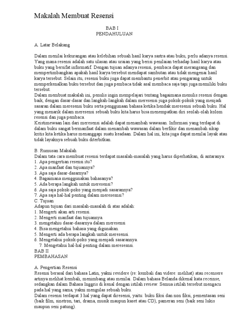 Makalah Membuat Resensi | PDF