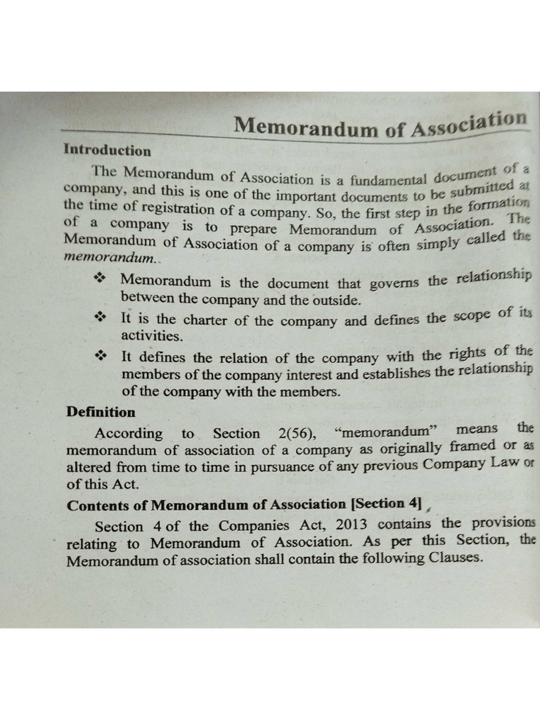 Memorandum of Association | PDF
