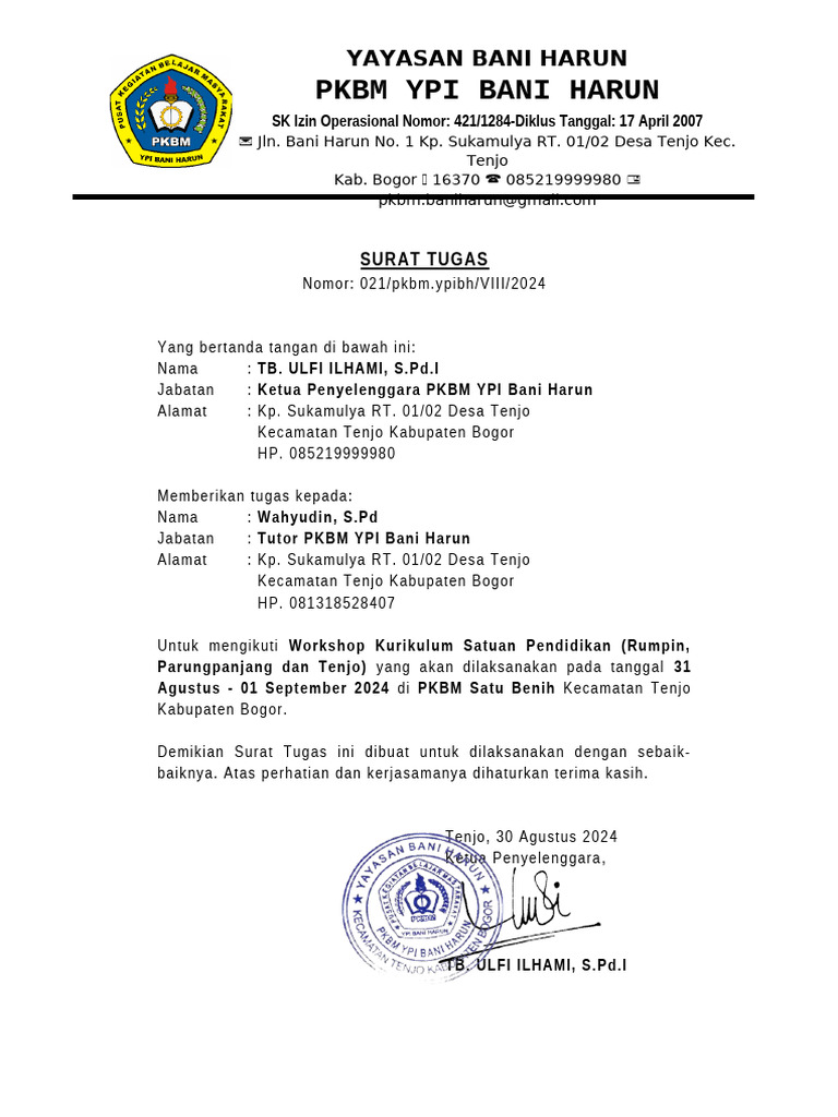 Surat Tugas KSP | PDF