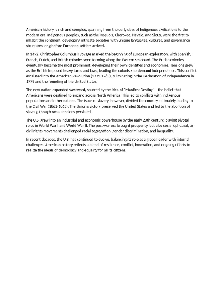 American History Summary | PDF