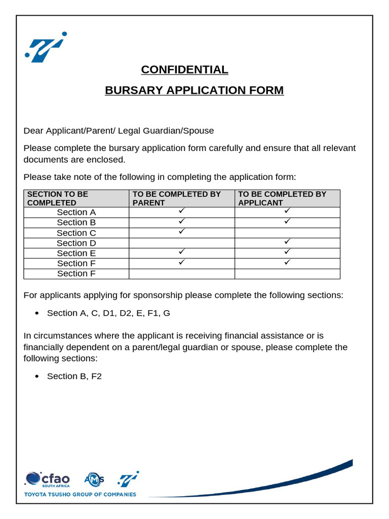 Toyota Tsusho Africa Bursary Application Form 2022 | PDF | Justice ...