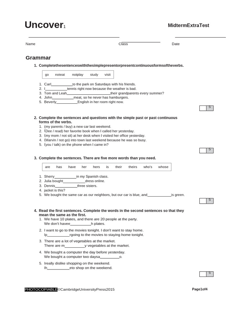Midterm Uncover2 Extest | PDF | Language Arts & Discipline