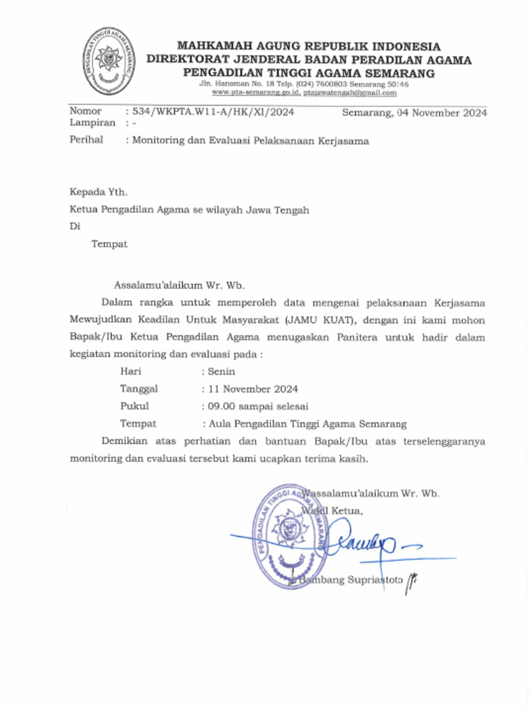 Undangan PA Sejateng Luring | PDF