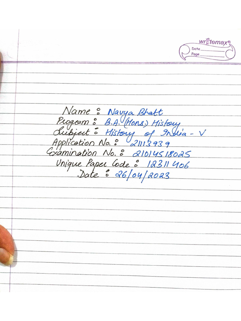 Navya Bhatt, HOI-5, Class Test | PDF