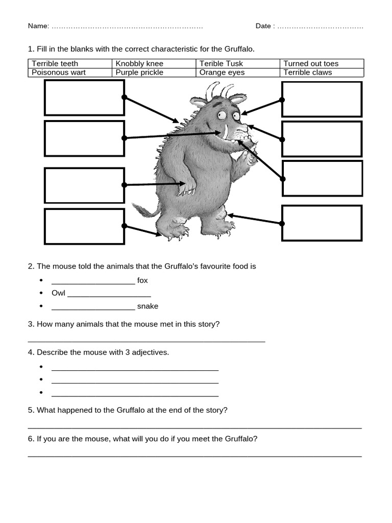 Gruffalo Worksheet | PDF