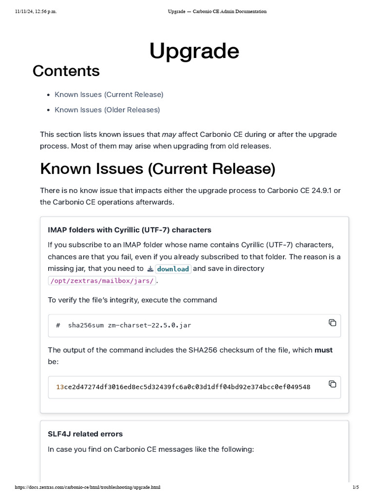 Upgrade - Carbonio CE Admin Documentation | PDF | Postgre Sql | Computer File