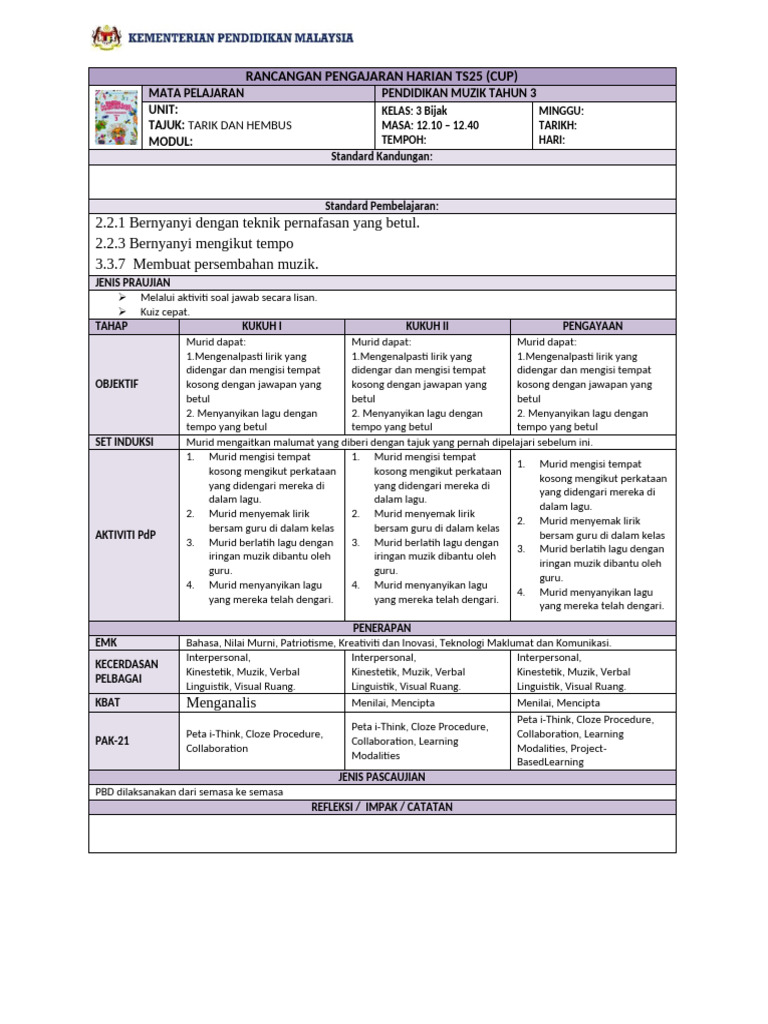 RPH Cup-P.muzik THN 3 (Tapak) | PDF