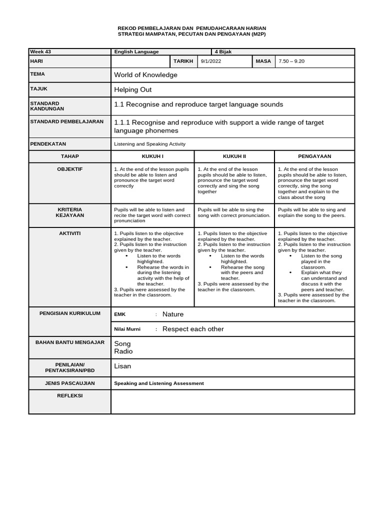 RPH Week 43 4 Bijak | PDF