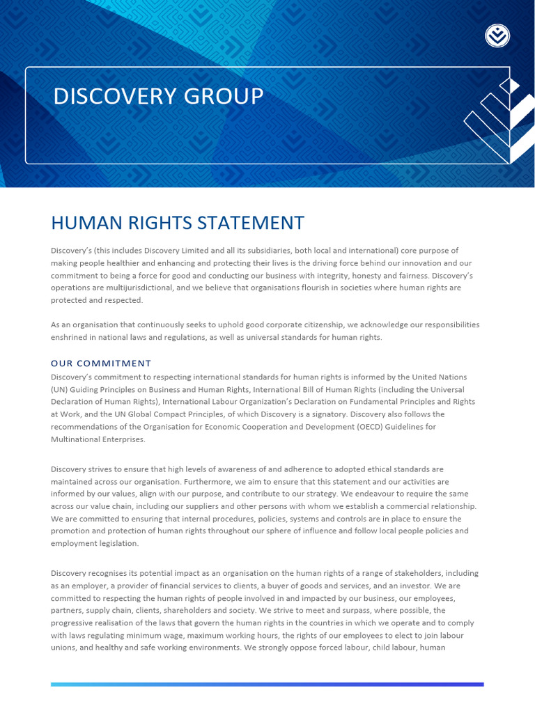 Human Rights Policy Website Version | PDF | Employment | Human Rights