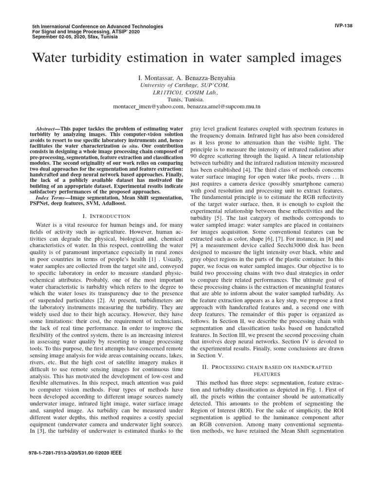 Estimating Water Turbidity from Images | PDF | Image Segmentation ...