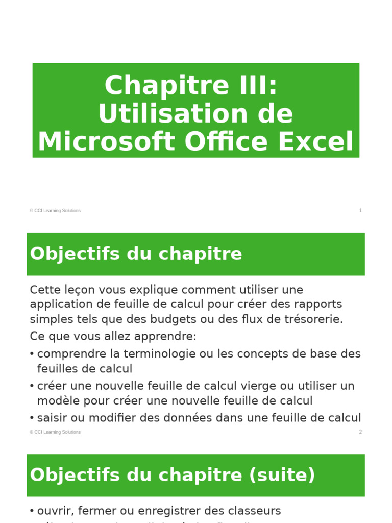 Chapter III | PDF | Microsoft Excel | Feuille de calcul