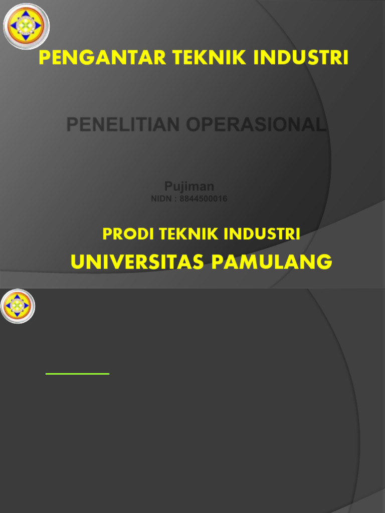 PTI - 7 - Riset Operasi | PDF