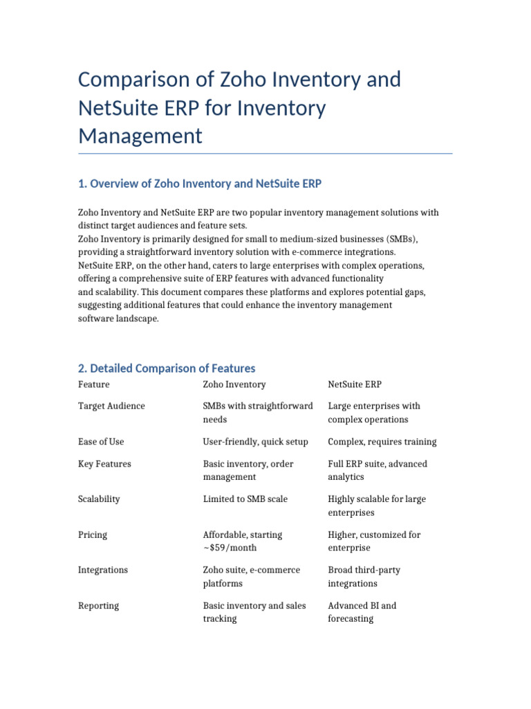 Inventory Management Comparison and Gaps | PDF | Enterprise Resource ...