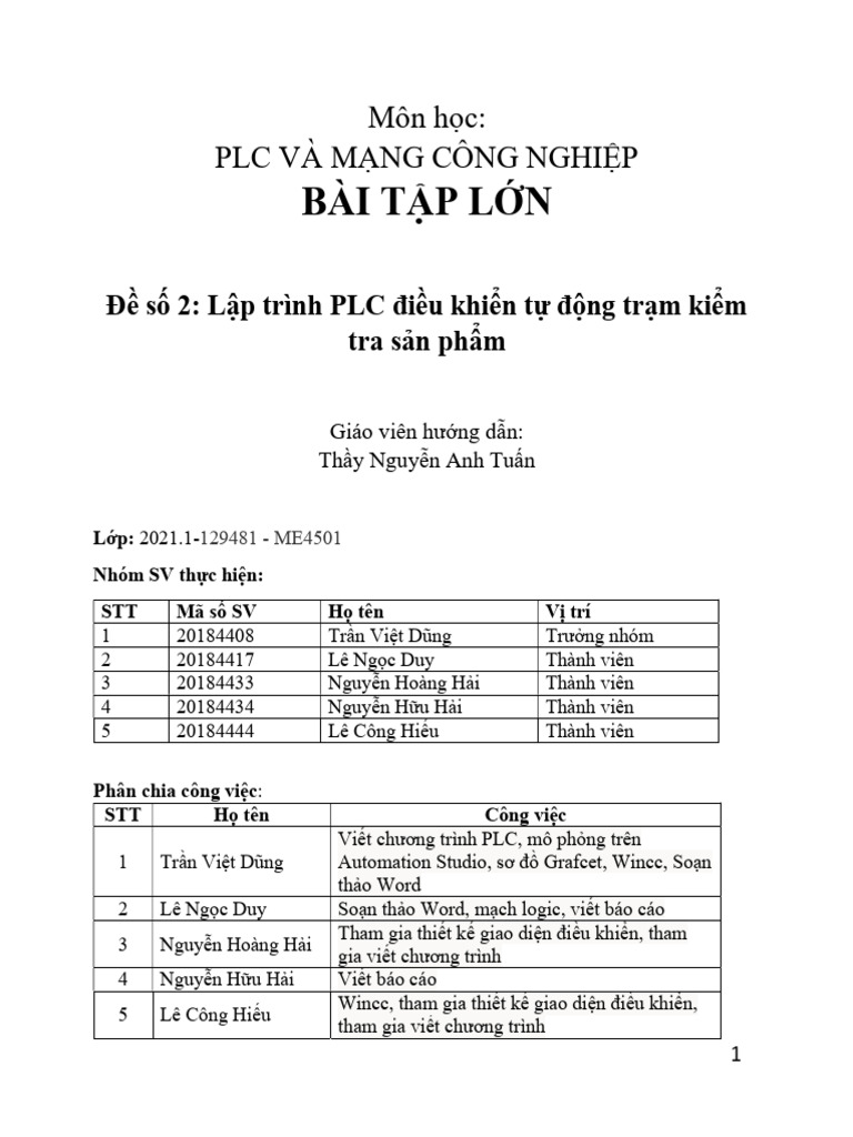 Báo Cáo BTL-PLC | PDF