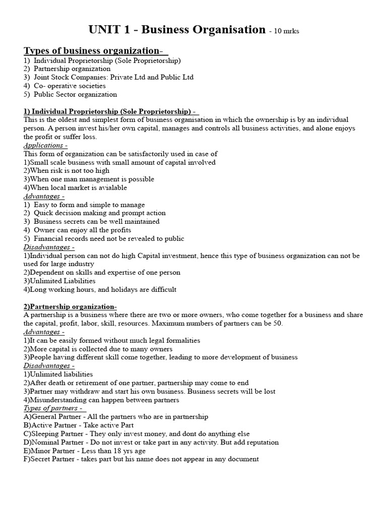 Types of Business Organizations Explained | PDF | Limited Company ...