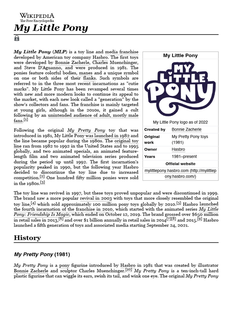 My Little Pony Wikipedia | PDF | Hasbro Products | Toy Brands