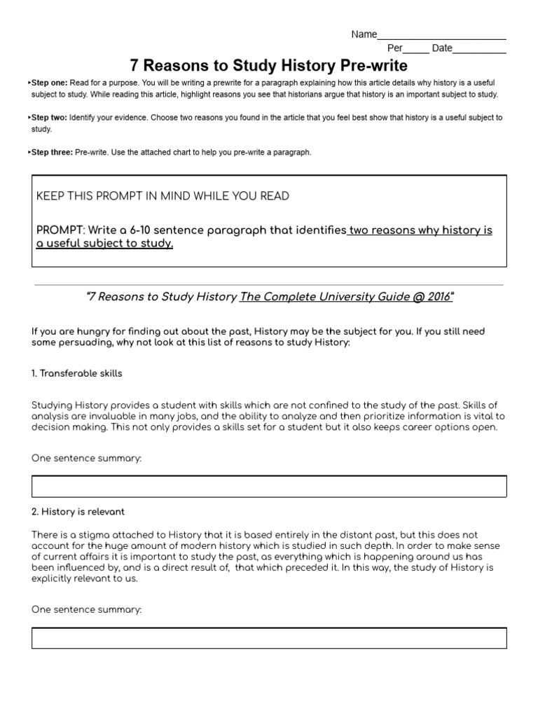 7 Reasons to Study History Explained | PDF | Reason | Psychology