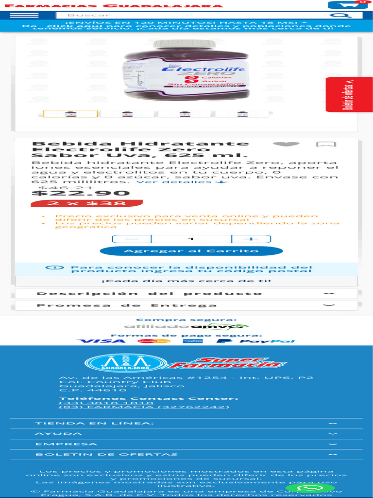 Bebida Hidratante Electrolife Zero Sabor Uva, 625 ML | PDF