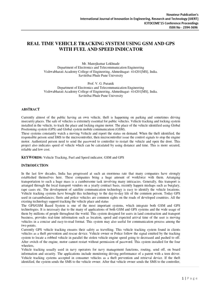 Real Time Vehicle Tracking System Using 9c0ccb27 | PDF | Global ...
