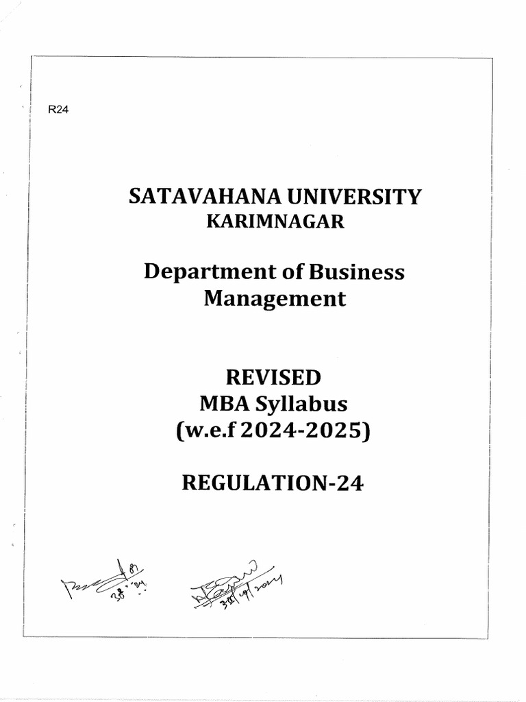 R24 MBA NEW SYLLABUS 26-10-2024 Final | PDF