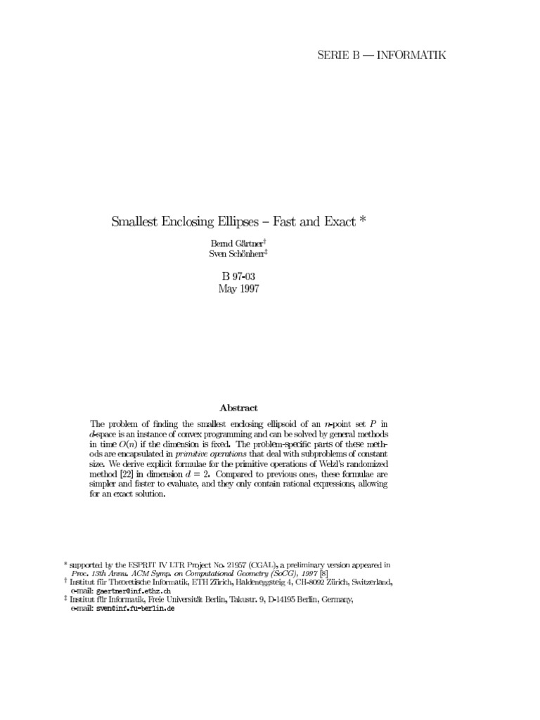 Smallest Enclosing Ellipse | PDF