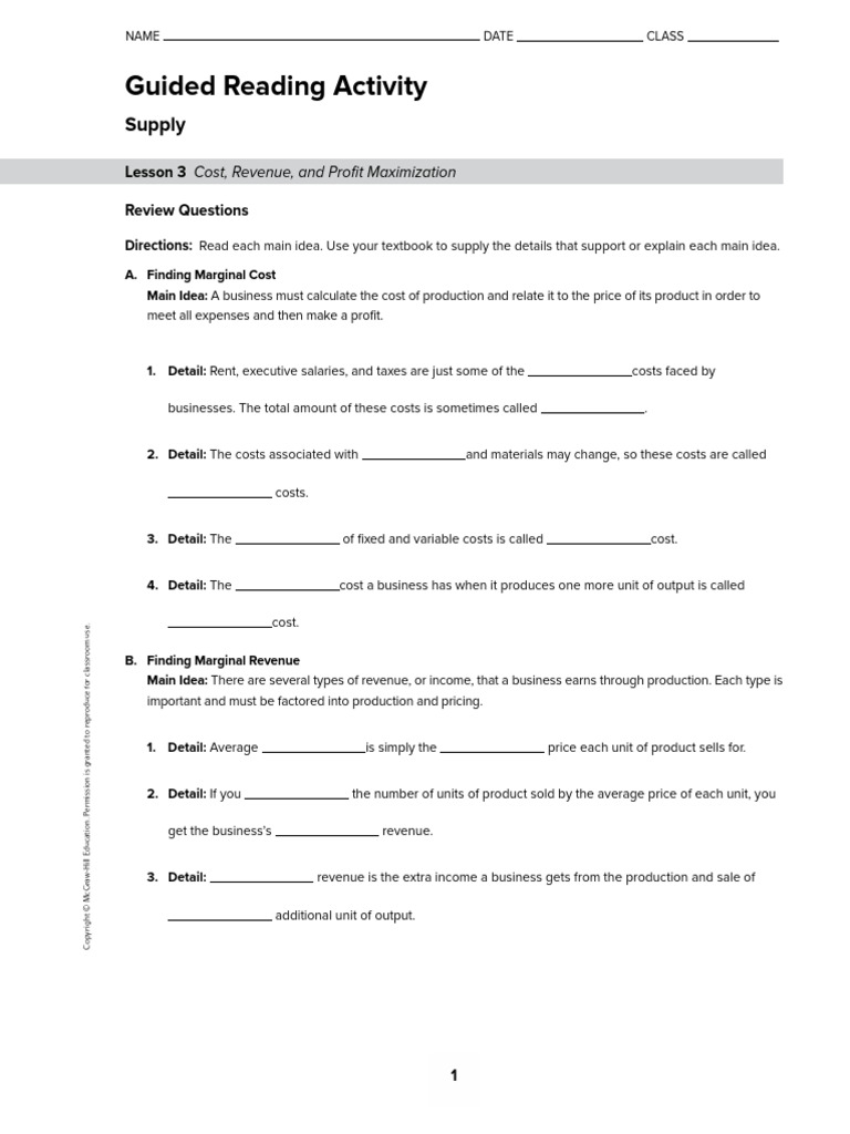 Cost, Revenue and Profit Maximisation | PDF | Financial Economics ...