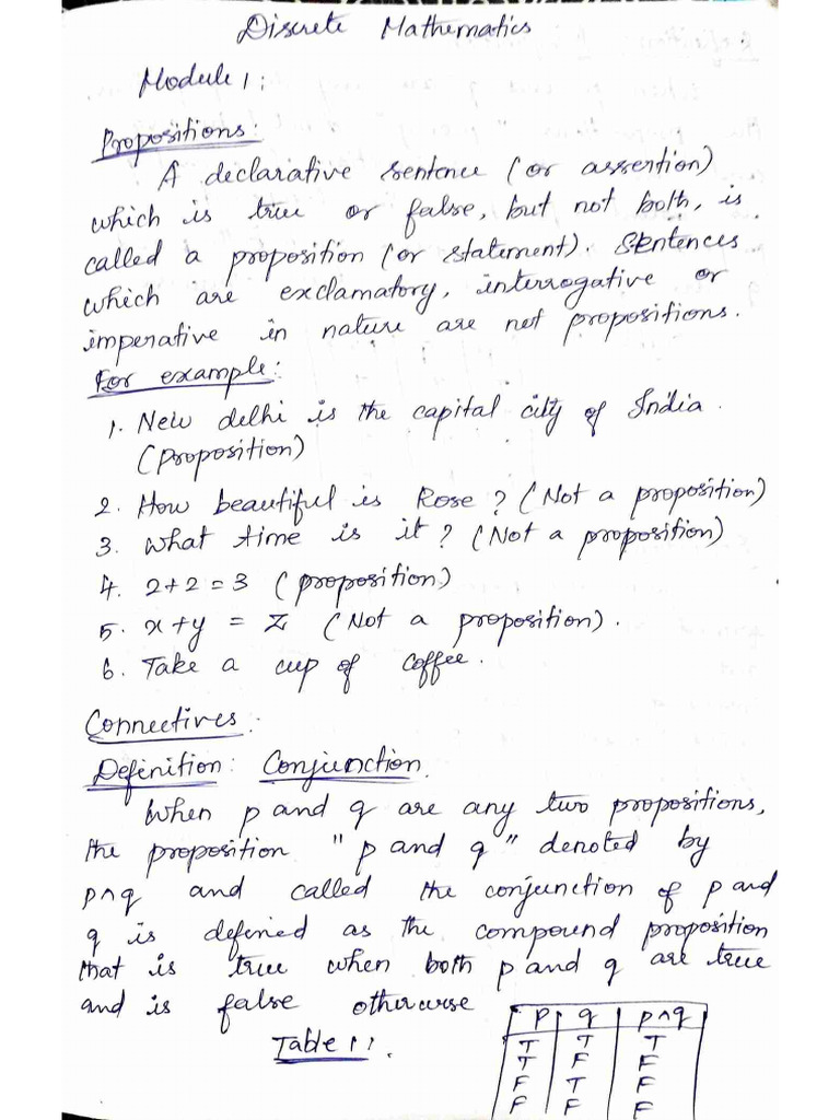 Discrete Mathematics First Module Notes | PDF