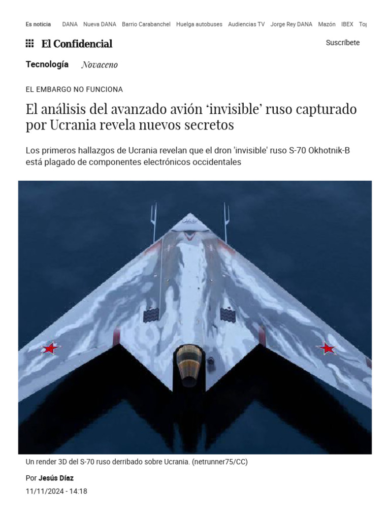El Análisis Del Avanzado Avión Invisible' Ruso Capturado Por Ucrania ...