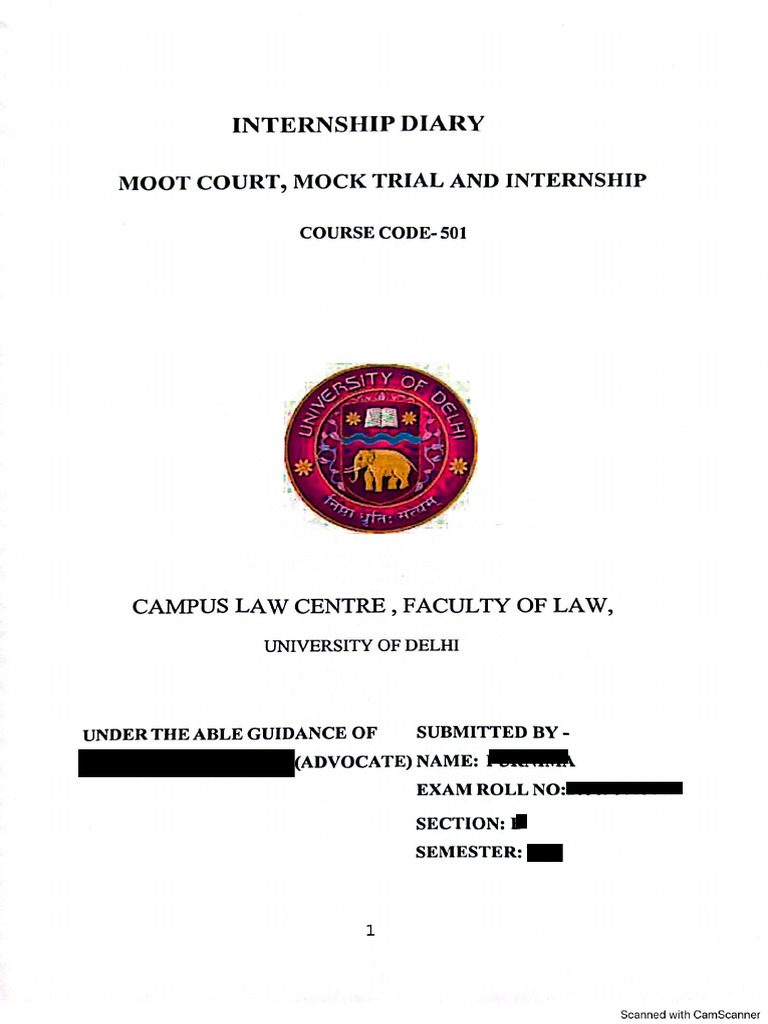 Internship Diary For Faculty of Law | PDF