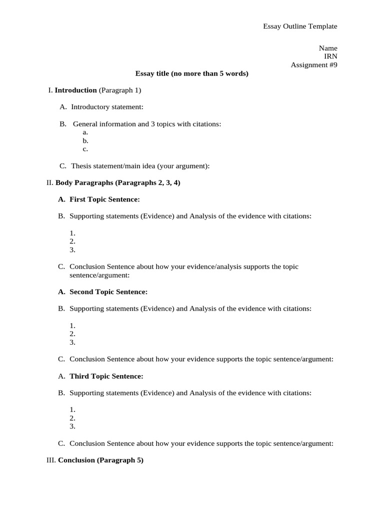 Essay Outline Template | PDF