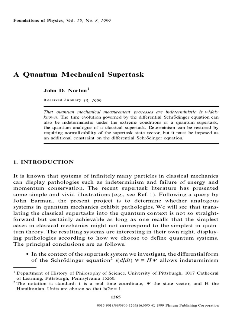 Qmsupertask | PDF | Momentum | Hamiltonian (Quantum Mechanics)