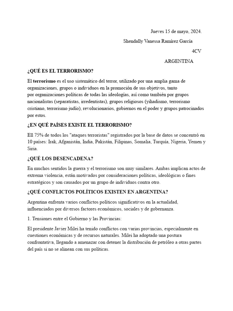 Terrorismo y Conflictos en Argentina | PDF | Corrupción política ...