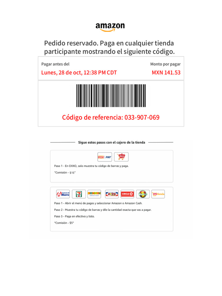 Pago en Tienda: Código y Detalles | PDF