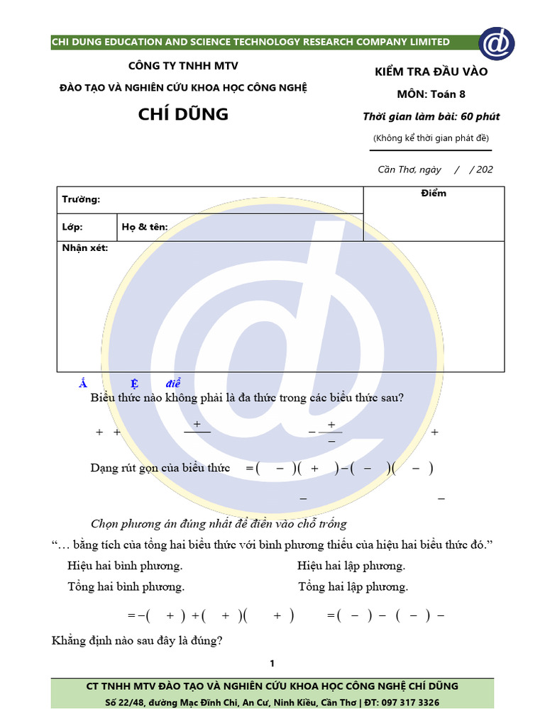 KTĐV - Toan - 8 (CTST) - GHK1 - Debai | PDF