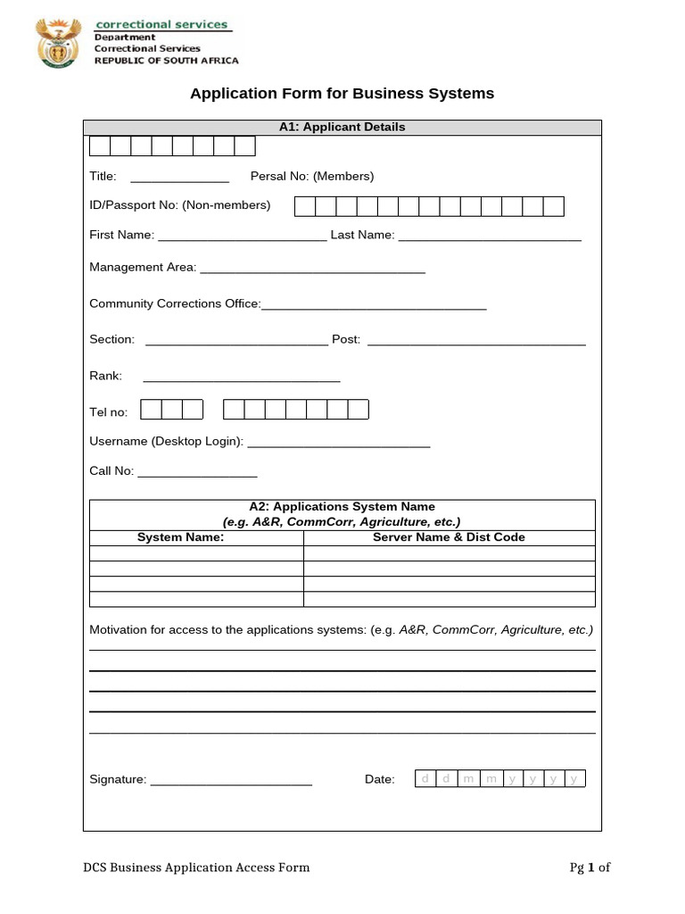 DCS Business Application Access Form | PDF | Software | Computing