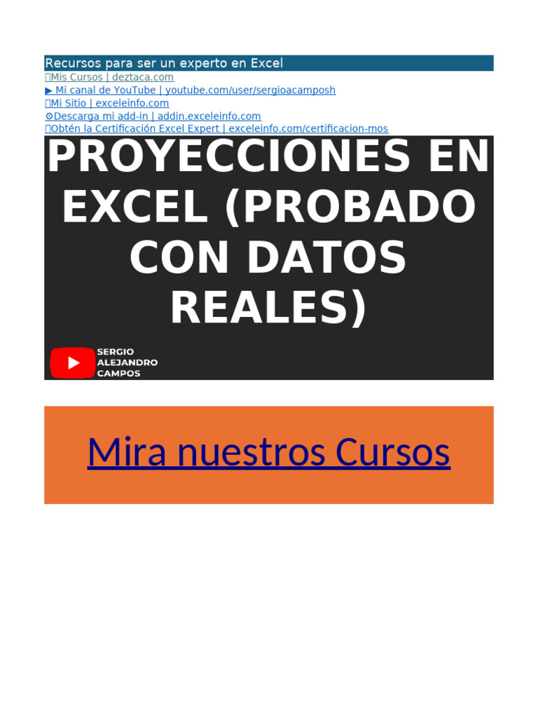 Recursos para dominar Excel y proyecciones | PDF