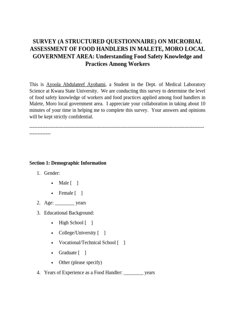 Questionnaire | PDF | Lifestyle