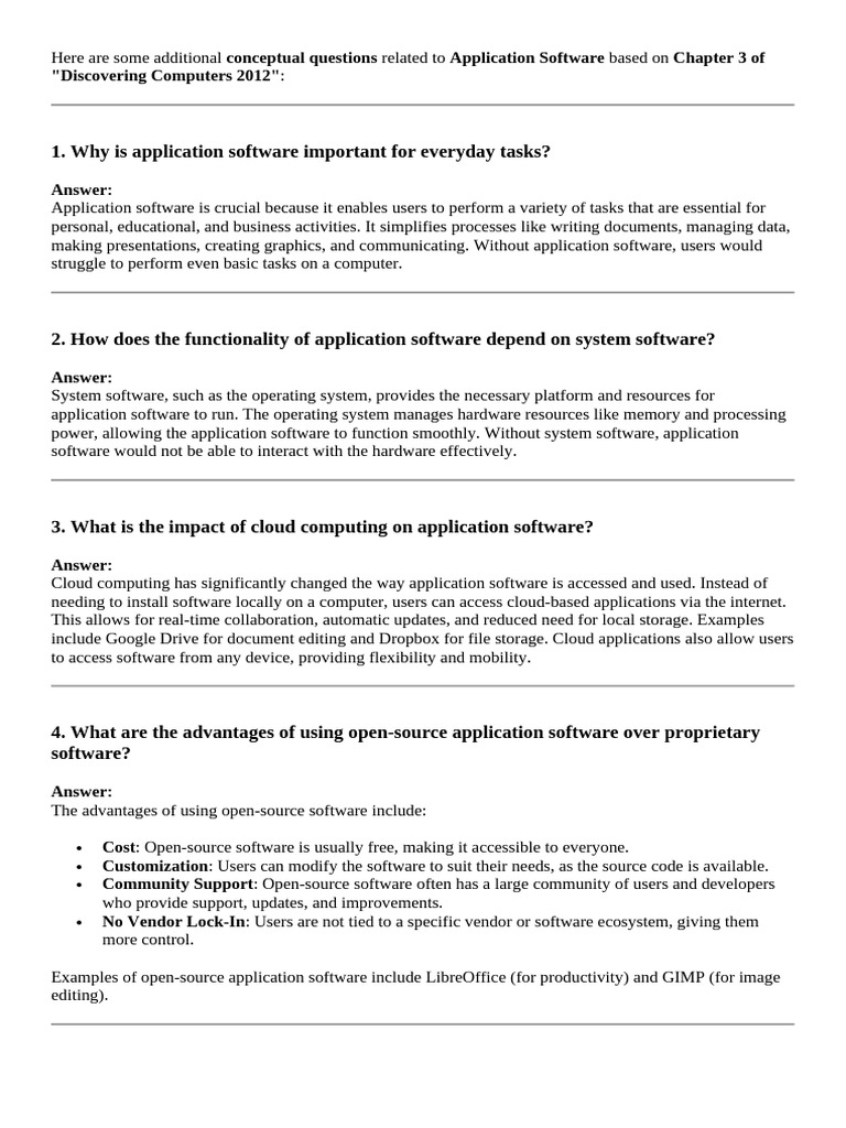 Conceptual Questions ICT Chapter 3 | PDF | Software | Application Software