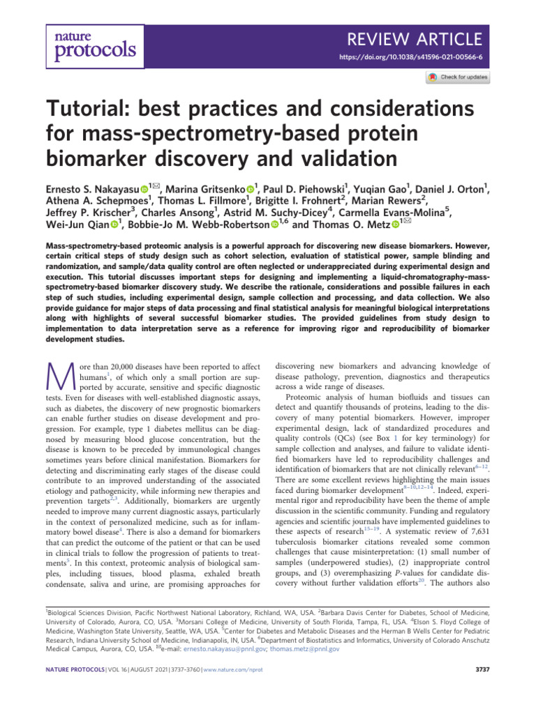 Tutorial For Best Practice of Proteomic Analysis | PDF | Science & Mathematics