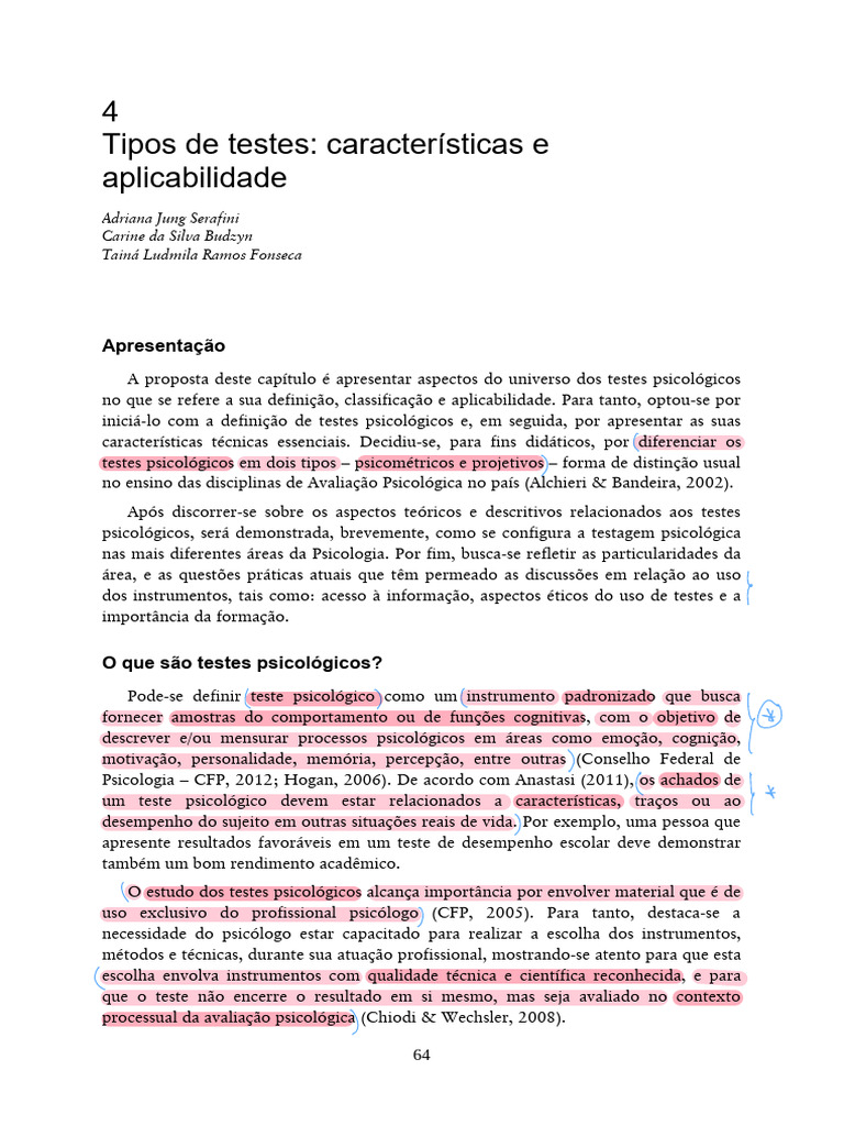 Tipos e Características de Testes Psicológicos | PDF | Psicologia ...