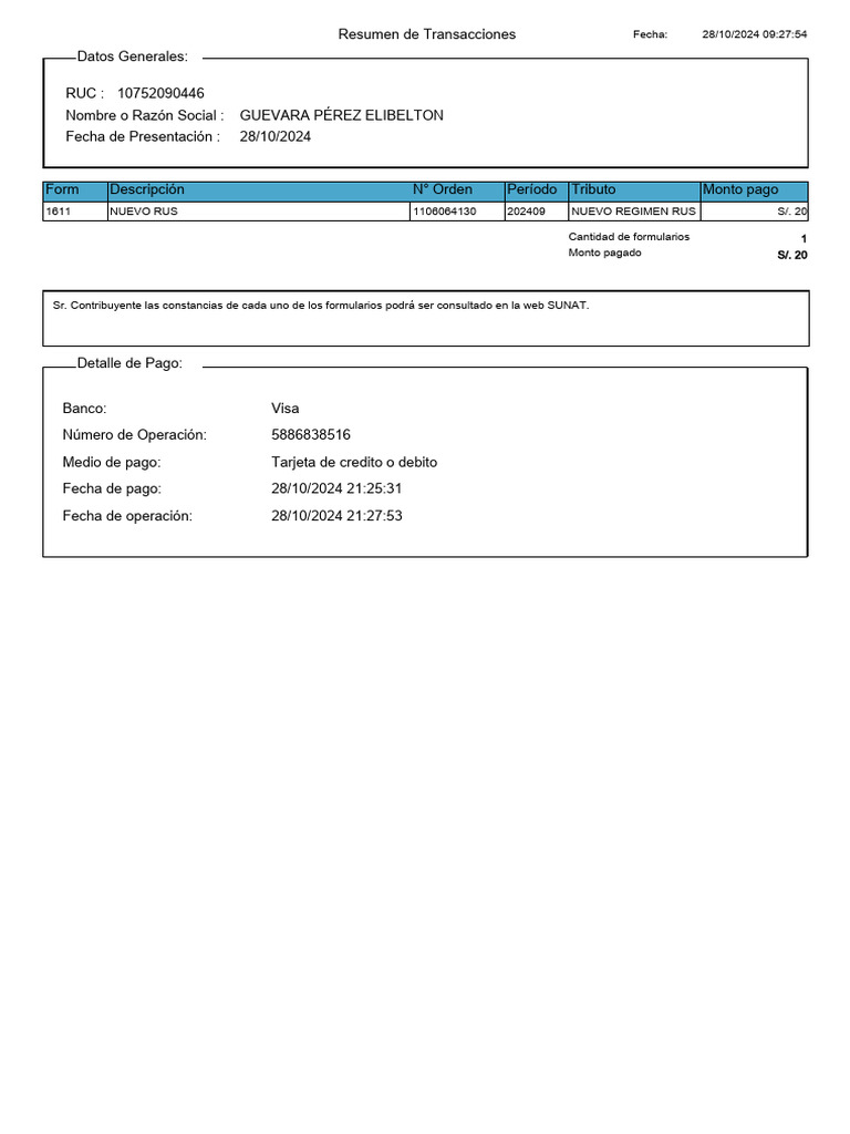 Resumen Transacciones | PDF