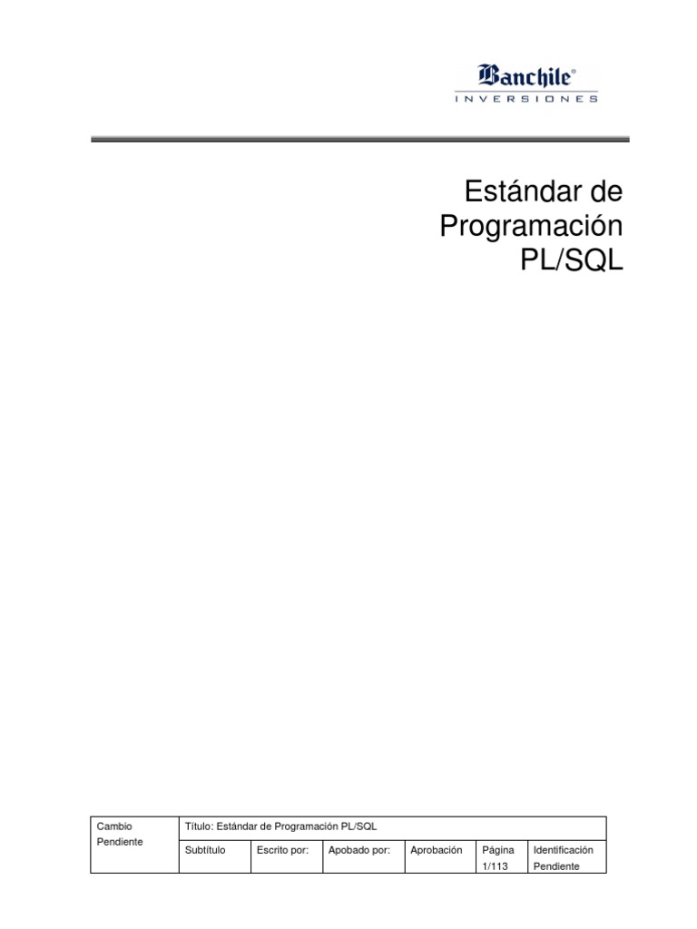 Estandar Programacion PLSQL | PDF | Pl / Sql | Tabla (base de datos)