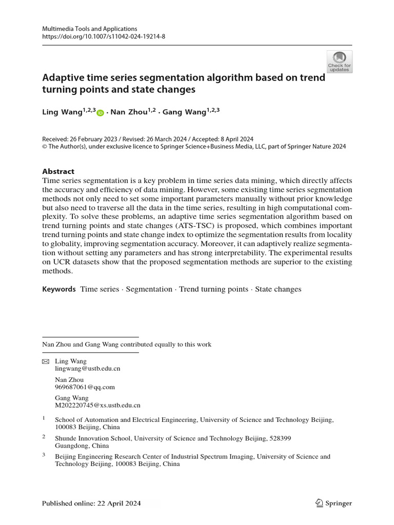 Adaptive Time Series Segmentation Algorithm Based On Trend Turning Points and State Changes ...
