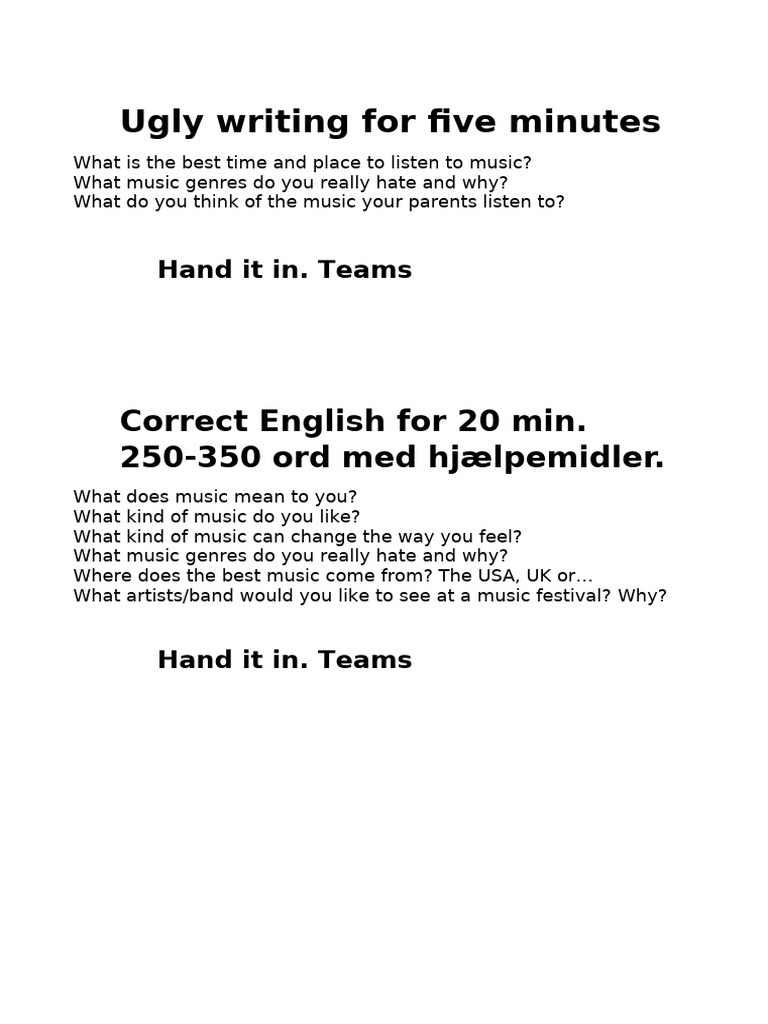 Ugly Writing For Five Minutes | PDF