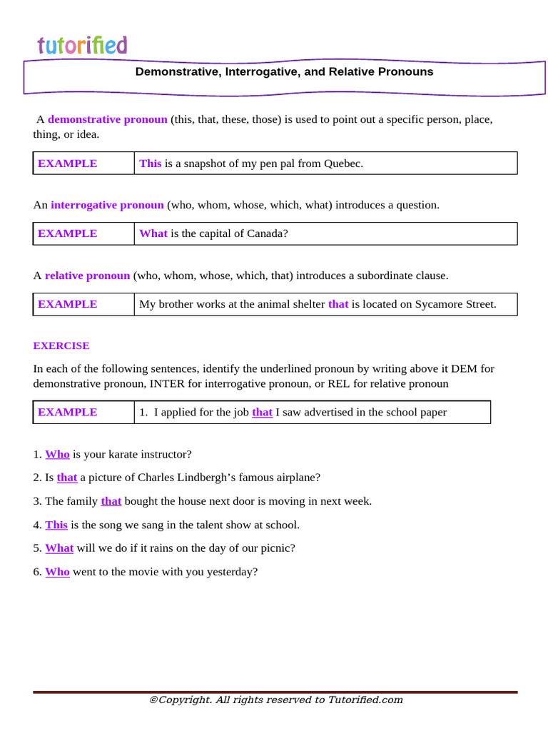 Demonstrative Interrogative and Relative Pronouns | PDF | Pronoun | Grammar